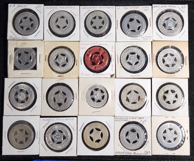 20, LETTER PUNCH Machine Tag Good Luck Arcade Star Token People Places ...