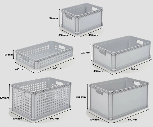 HEAVY DUTY PLASTIC Stacking Industrial Euro Storage Containers Boxes ...