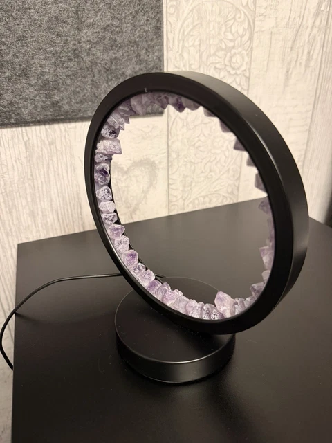 VALUE LIGHTS AMETHYST Crystal Ring Table Lamp - LED Geode Halo Light ...