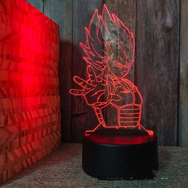 DRAGONBALL Z VEGETA GOKU 3D Acrylic LED 7 Colour Night Light Touch ...