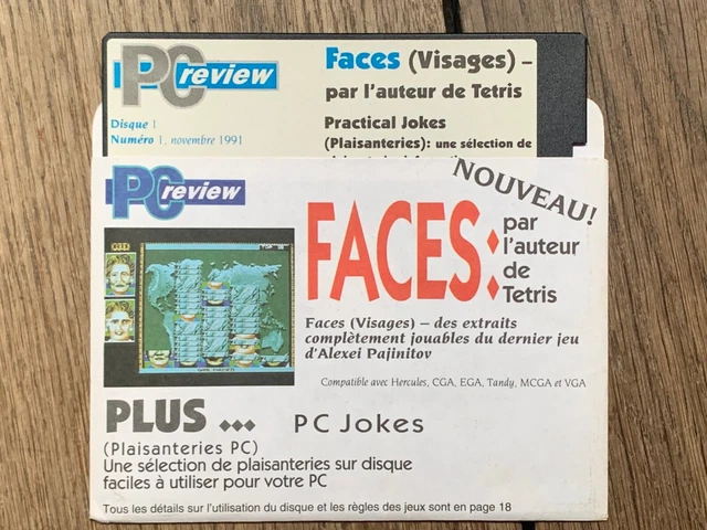 RARE DISQUETTE 5“1/4 du numéro 1 de PC review inclus démo de Faces EUR ...