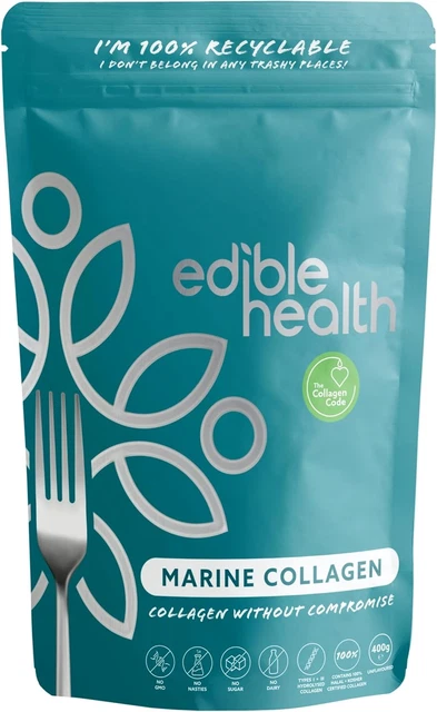 EDIBLE HEALTH HIGH Protein Marine Collagen Powder Diet 400g Pouch,30 ...