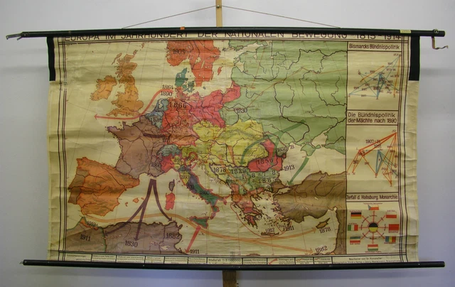 SCHOOL WALL MAP old school map before 1945 Europe national movement ...
