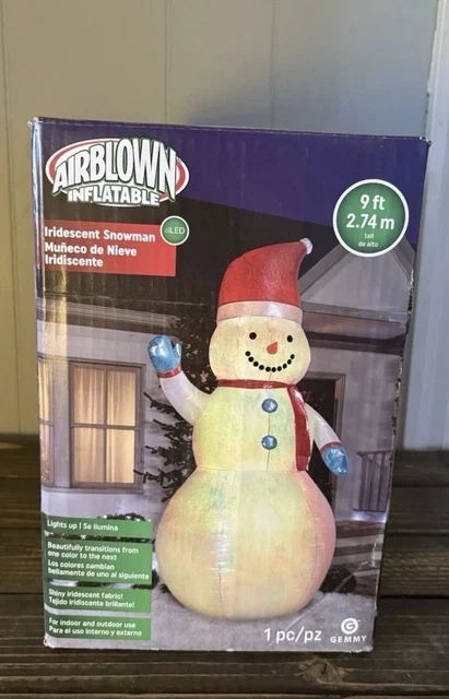 GEMMY AIRBLOWN INFLATABLE Iridescent Snowman Led 9 Ft 2.74 M Tall New ...