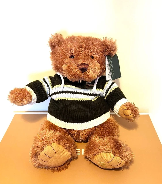 HARRODS TEDDY BEAR, Zac Plush Toy with Green Hoodie, 30 cm sitting £18. ...