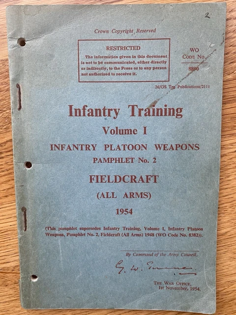 BRITISH ARMY INFANTRY Platoon Training Pamphlet Vol 1 No 2 Fieldcraft ...