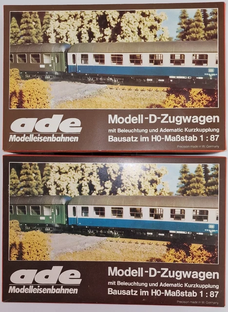 2 X ADE Modell-D-Zugwagen-Bausatz mit Beleuchtung H0 B-3011-2 + B 23001 ...