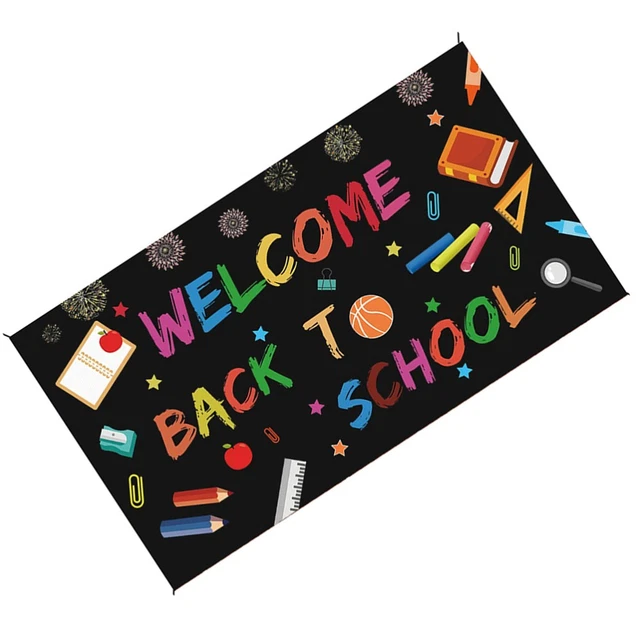 SCHOOL SUPPLIES CLASSROOM Decor Welcome Back Banner Layout Backdrop $30 ...