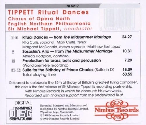 ENS/TIPPETT RITUAL DANCES, Sosostris Aria, Praeludium, Birthday Suite ...