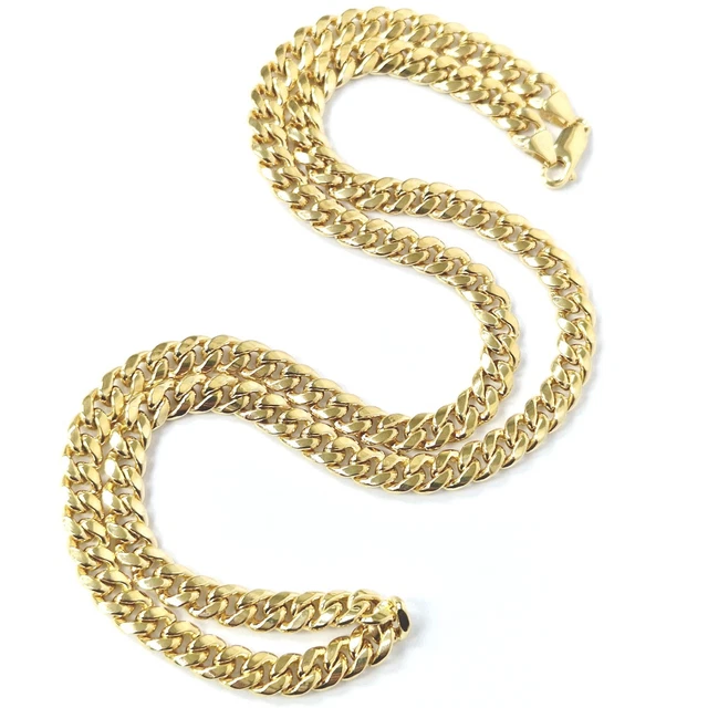 9CT GOLD CURB Chain 24 Inch Yellow Hallmarked Cuban Style 6.8mm Wide 26 ...