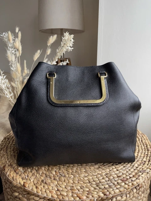 UTERQUE (ZARA GROUP) black genuine leather slouchy handbag grab bag £62 ...