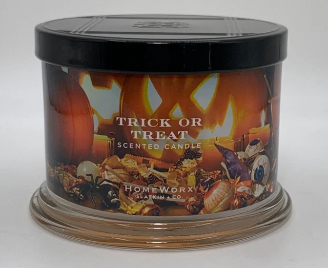 NEW HOMEWORX BY Harry Slatkin TRICK OR TREEAT Candle 3 Wick FALL ...