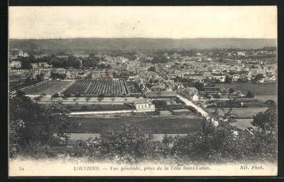CPA LOUVIERS, VUE générale, prise de la Cote Saint-Lubin 1917 EUR 3,00 - PicClick FR