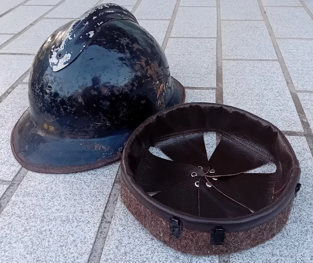 WW2 COIFFE D'INTÉRIEUR cuir marron casque Adrian mod. 1926 helmet liner ...