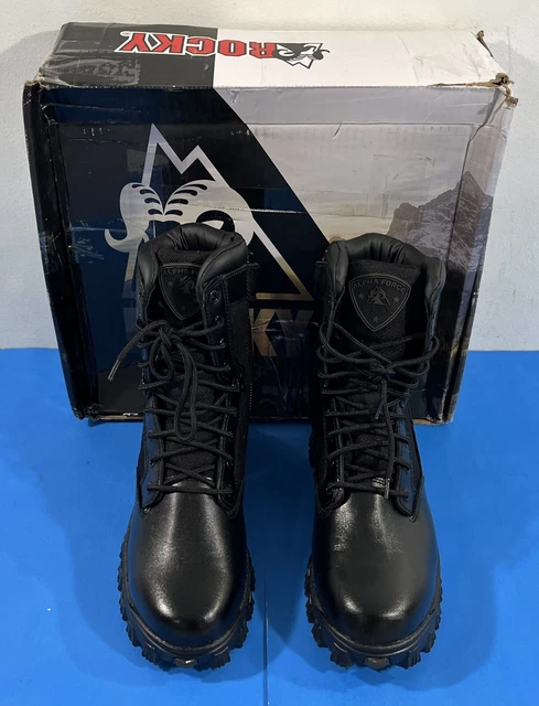 7.5 M NIB Mens Rocky Alpha Force Zipper Waterproof Service Boots Black ...