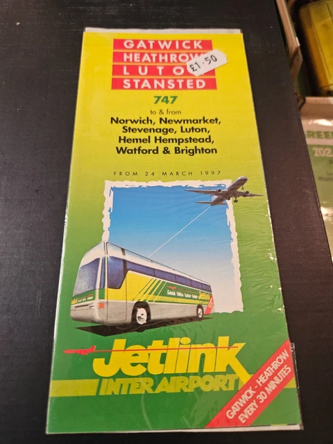 LONDON BUS TRANSPORT Timetable Leaflet Jetlink Inter Airport HO5.148 £3 ...