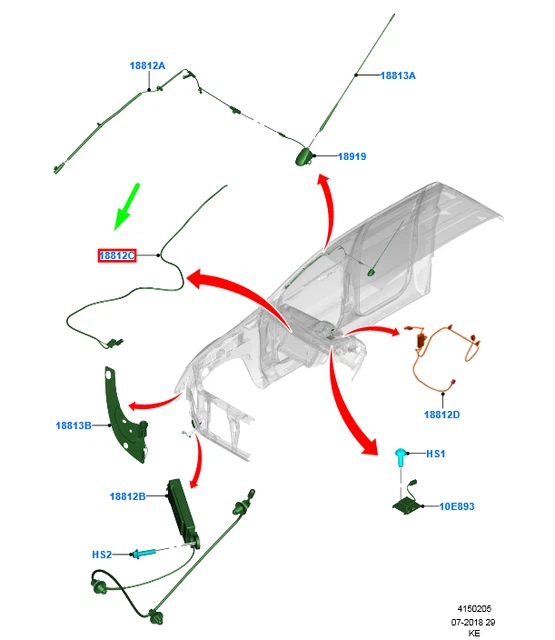 FORD RANGER T6 MK1 Aerial Extension Cable LHD LB3T-18812-BKA 2537320 NEW GENUINE £86.06 ...