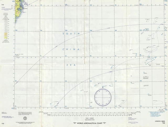 1957 U.S. AIR Force Aeronautical Map of the London Reefs, Spartly ...