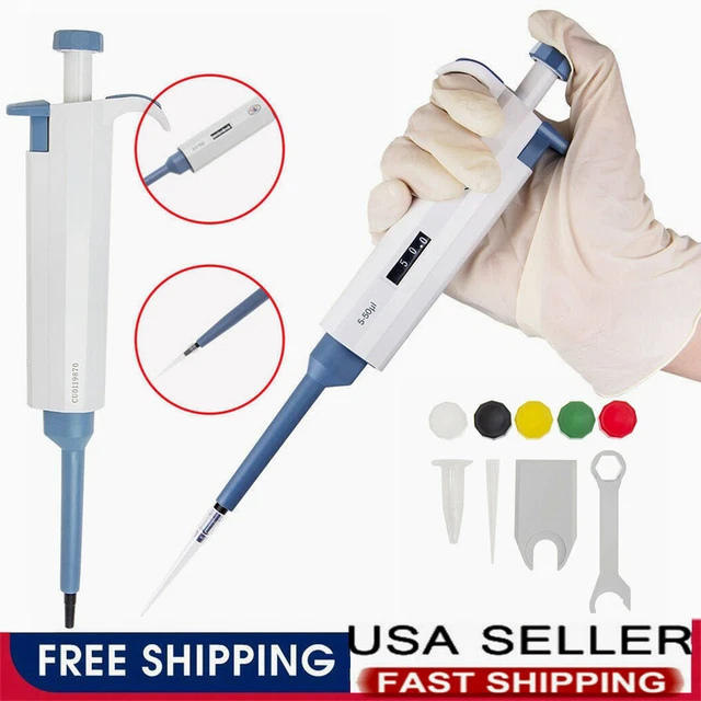 SINGLE CHANNEL 0.1UL-1000Μ Adjustable Lab Micropipette Pipettor Pipette ...