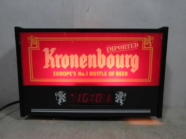 VINTAGE KRONENBOURG BEER Lighted Sign Digital Clock Display £139.75 ...
