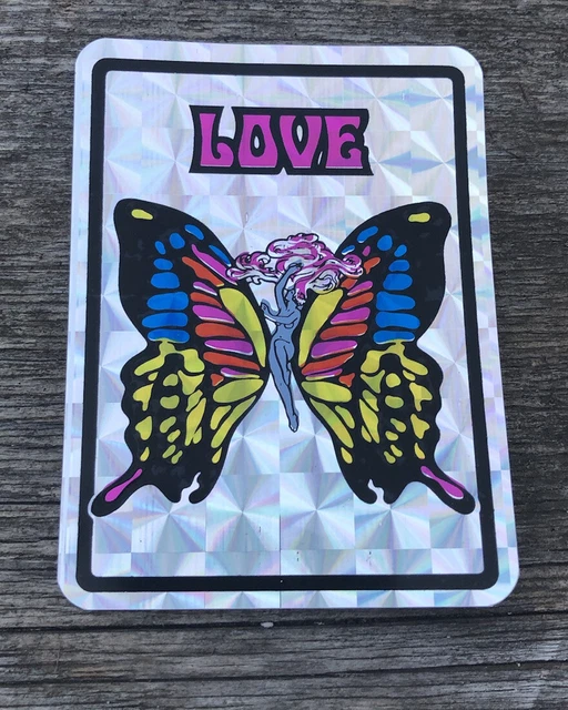 VINTAGE PRISMATIC DECAL LOVE Butterfly 1980s 3x4” Vending Machine ...