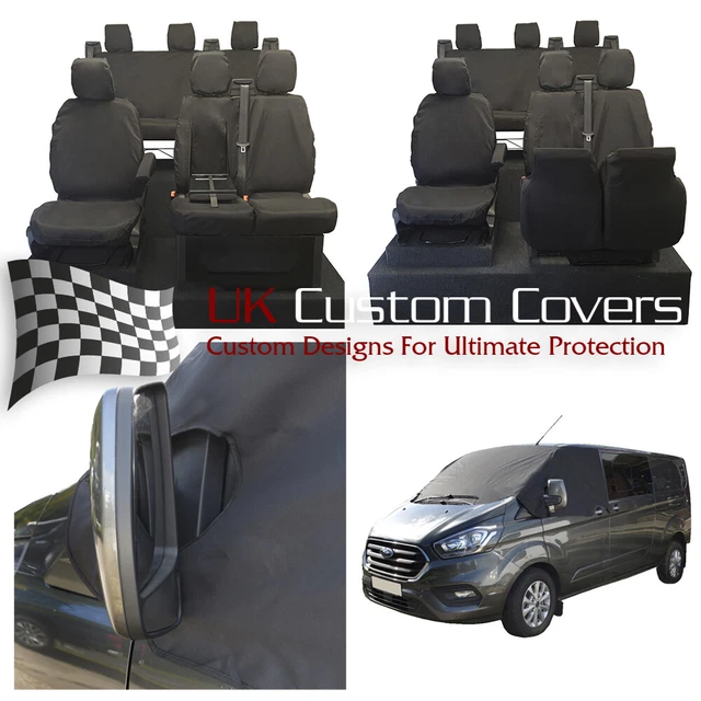 FORD TRANSIT CUSTOM All Seat Covers & Screen Wrap (2013-2023) Black 316 ...