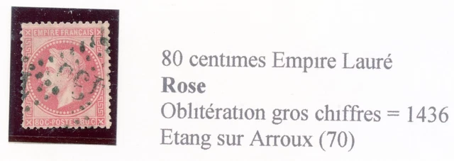 TIMBRE DÉTACHÉ N°32 80c Empire Lauré Rose GC 1436 ETANG SUR ARROUX 70 EUR 1,00 - PicClick FR
