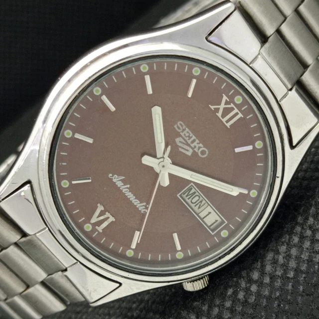 GENUINE VINTAGE SEIKO 5 AUTO 7009A JAPAN MENS D/D BROWN WATCH 608c ...