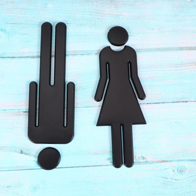 WOMAN AND TOILET Stickers Men Women Restroom Sign Washroom Door ...