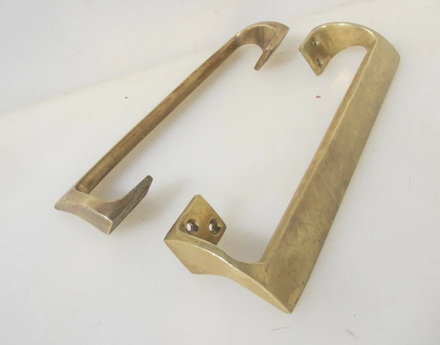 ANTIQUE BRASS DOOR Handles Pulls Shop Cinema Old Art Deco Vintage 9" £50.00 - PicClick UK