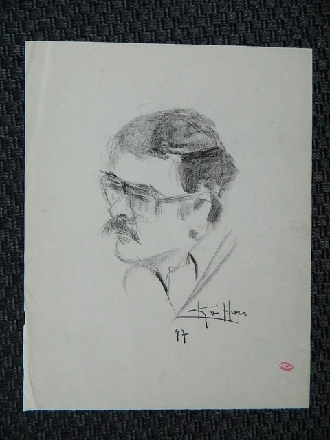ORIGINAL PENCIL PORTRAIT drawing signed LOUIS GOIFFON 1977 $38.71 ...