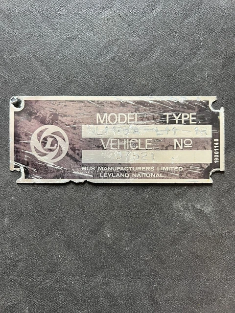 LEYLAND NATIONAL MCGILL Braehead BHS 207X Bus Coach Chassis Body Plate ...