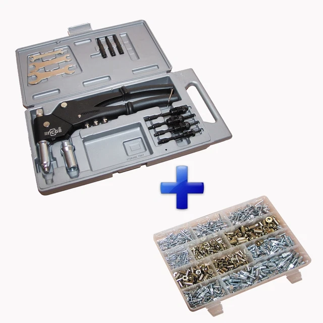 NCG THREAD INSERT Nut & Stud Rivet Gun Riveting Rivnut Riveter & 550pc ...