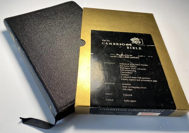 VINTAGE CAMBRIDGE HOLY Bible, KJV, Red Letter, Concord Print, Goatskin ...