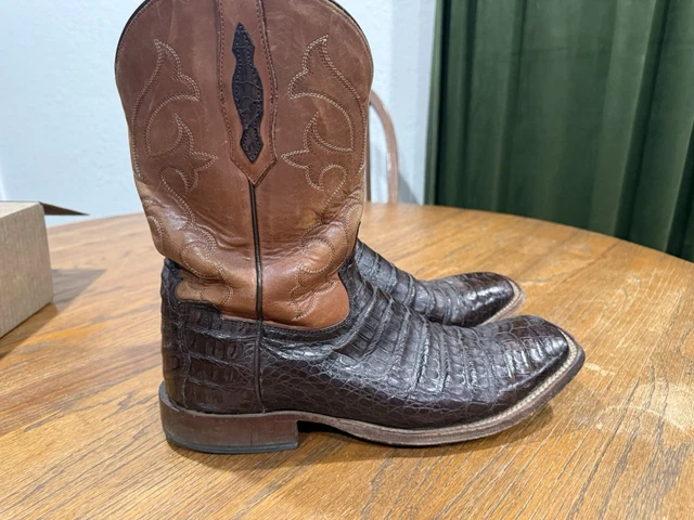 TONY LAMA MEN'S Burnished Caiman Belly Western Boots - Broad Square Toe ...