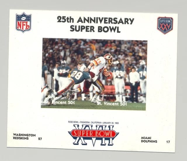 ST VINCENT #1416 Football Super Bowl XVII 1v M/S of 2 Imperf Chromalin ...