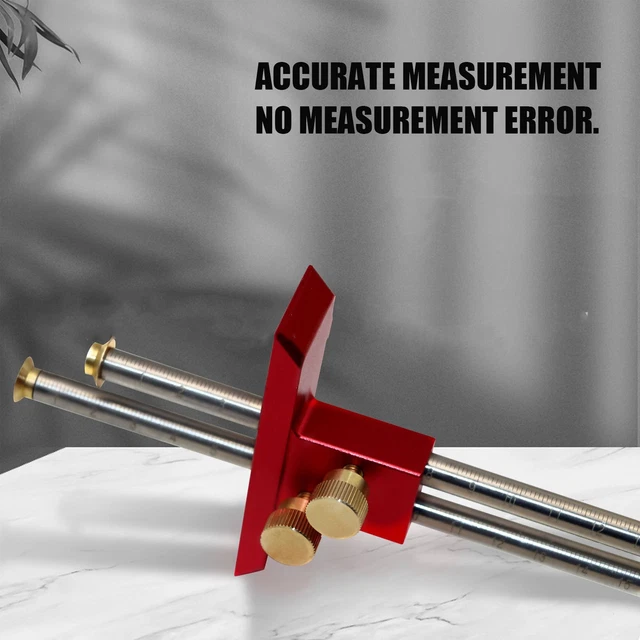 WOODWORKING MARKING GAUGE 20cm Clear Scale Double Head Scriber Ruler ...