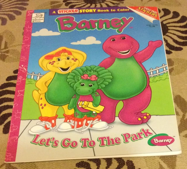 NEW 1999 BARNEY Lets Go To The Park Sticker Book to Color Easy Peel ...