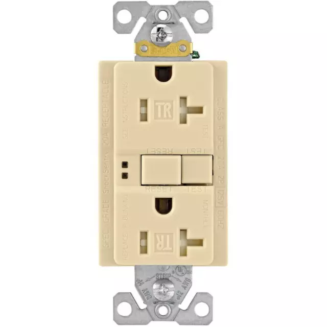 20 AMP IVORY Self Test Tamper Resistant GFI Receptacle with Plate $65. ...