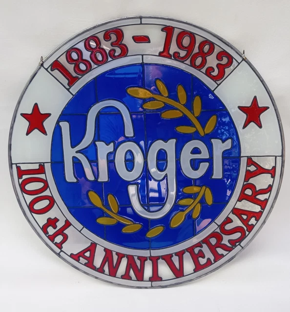 VINTAGE 1983 KROGER Grocery Store Stained Glass Design 16" Sign - ONE ...