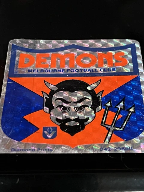 VINTAGE HOLOGRAPHIC MELBOURNE Demons VFL Old Logo sticker decal 7.5cm x ...
