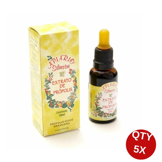 PROPOLIS EXTRACT APIARIO SILVESTRE Green Brazilian APIARIO 5 bottles x ...