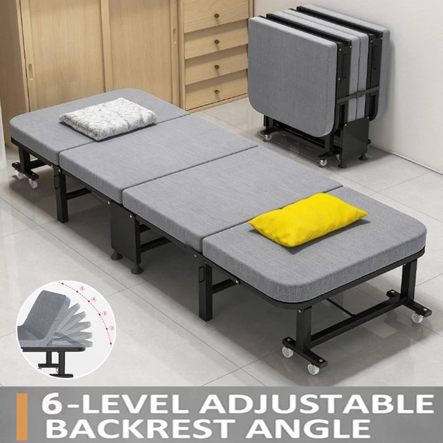 PORTABLE HEAVY DUTY Single Folding Bed w/Mattress Guest Bed Metal Frame ...