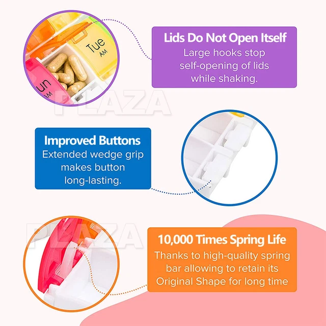 14-DAY PILL BOX Large organizer Tablet Container Case Medicine Storage ...