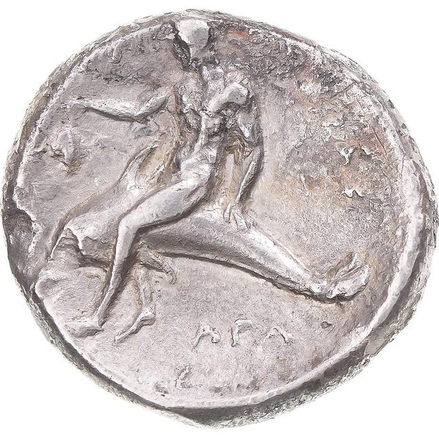 MÜNZE, CALABRIA, NOMOS, ca. 302-280 BC, Tarentum, SS+, Silber, HN Italy ...