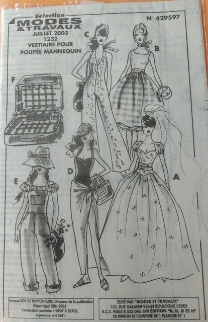 Patron Couture Vintage Patron T15 Poupée Modes Et Travaux - Robe ...
