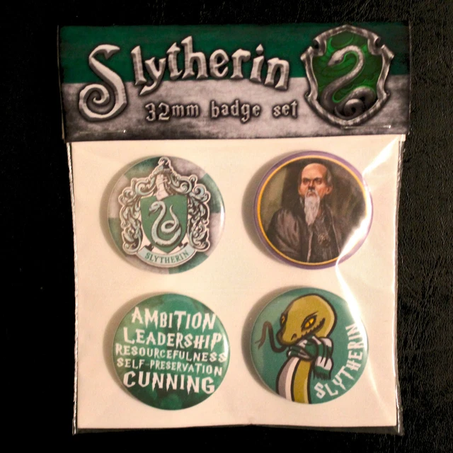 SLYTHERIN HOUSE HARRY Potter Badge Set of 4x32mm metal pin back badges ...