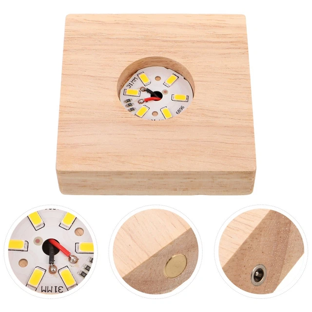 NIGHT LIGHT WOODEN Base Pedestal Stand Lighted Sphere Display Crystal ...