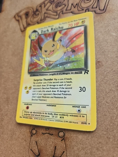DARK RAICHU 83/82 Holo Rare Pokemon Card | Team Rocket 1999 Moderately ...