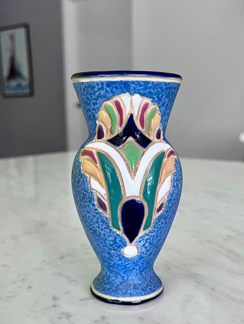VINTAGE ART DECO AMPHORA POTTERY Czechoslovakia ARTS & CRAFTS VASE ...
